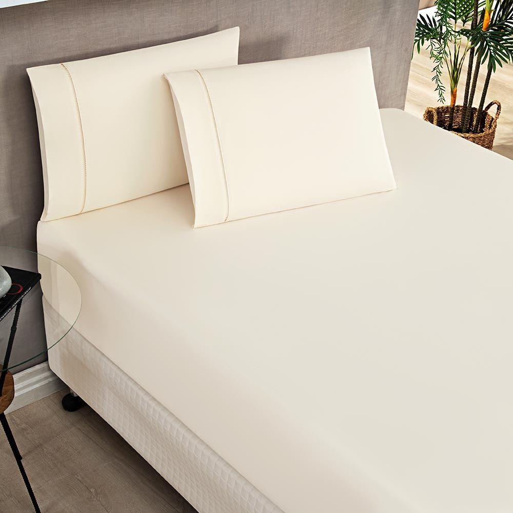 Jogo De Lençol Milano Casal Padrão 3 Peças Percal 180 Fios Ponto Palito ...