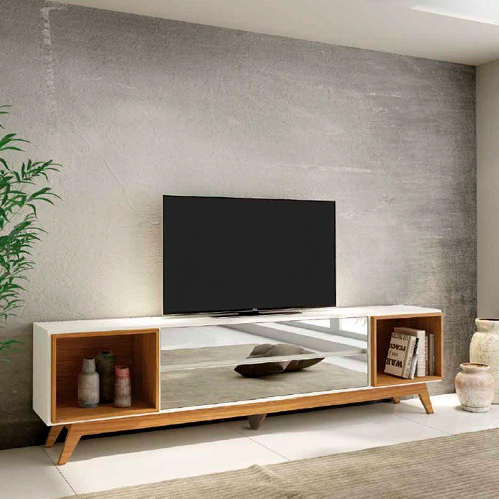 Painel Rack Espelhado 2,20m Off White/freijó Mdf - Carrefour