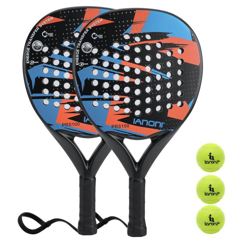 Kit Ianoni 2 Raquete Padel Fibra De Carbono Pr8100 Laranja - Carrefour