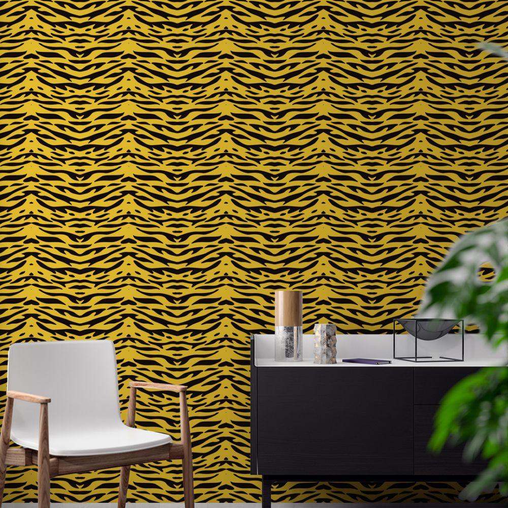 Papel De Parede Textura Tigre Listras Horizontais Decore Qualquer
