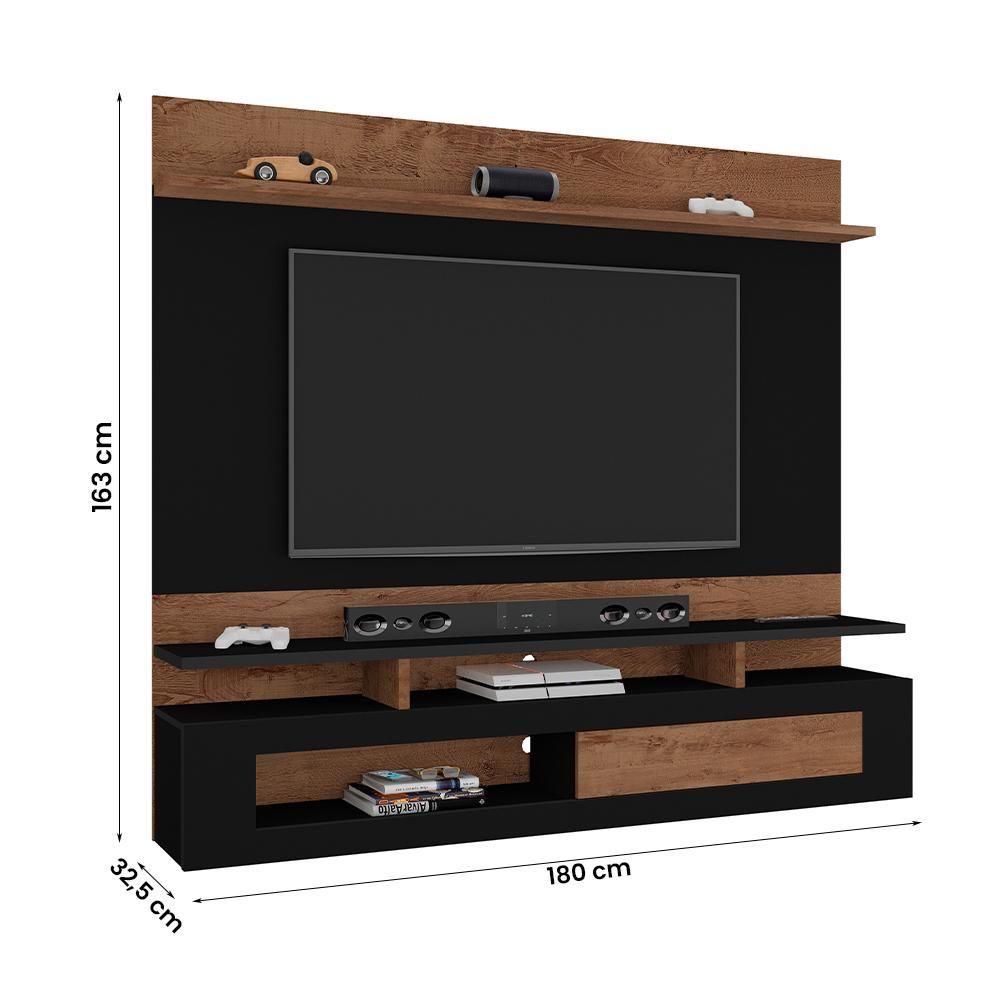 Painel Santiago Sala Para Tv Até 65 Polegadas Freijo Rustico-preto Fosco Freijo Rustico-preto ...
