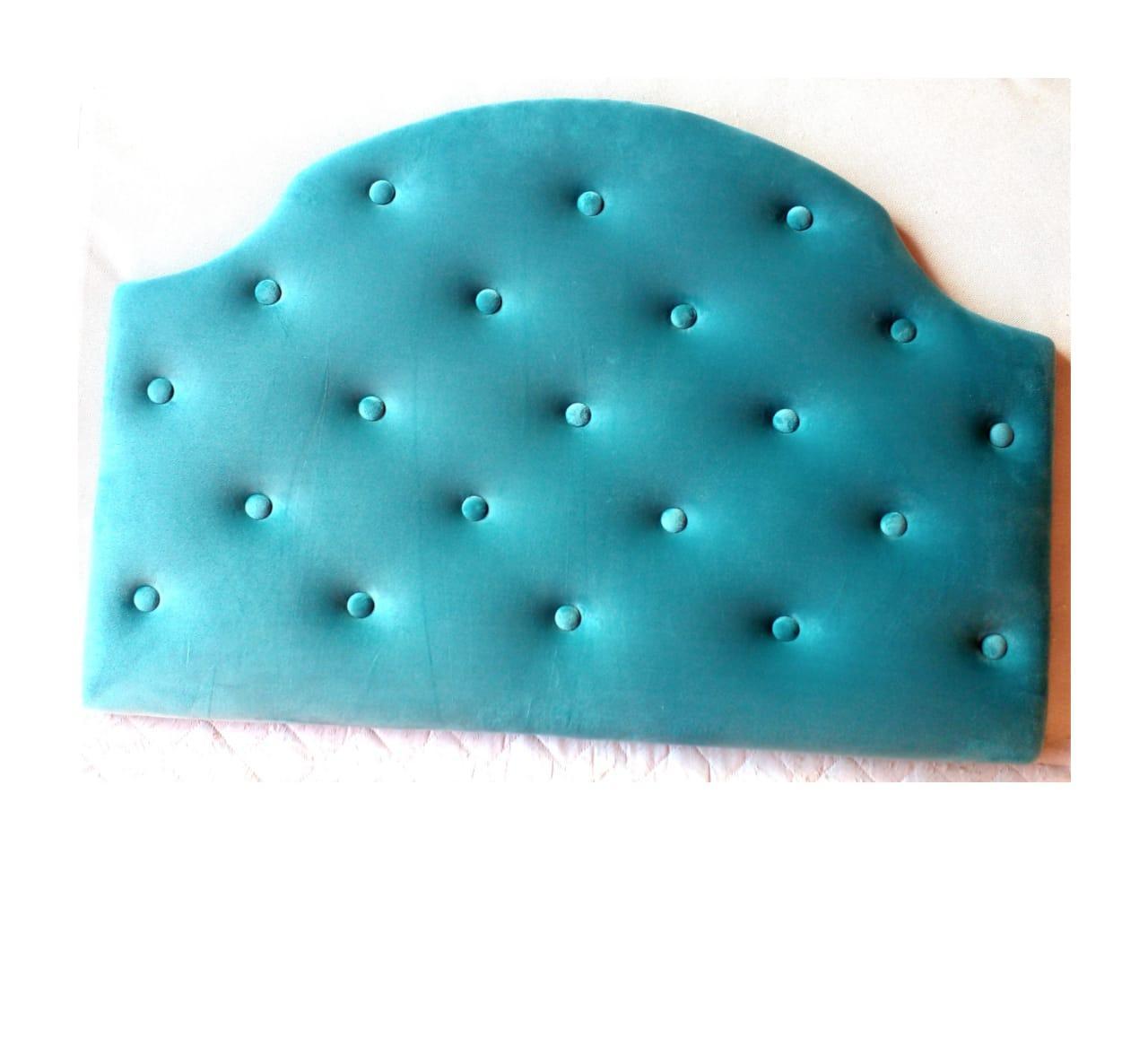 Cabeceira Solteiro Estofada Em Veludo Azul Butonê - Carrefour