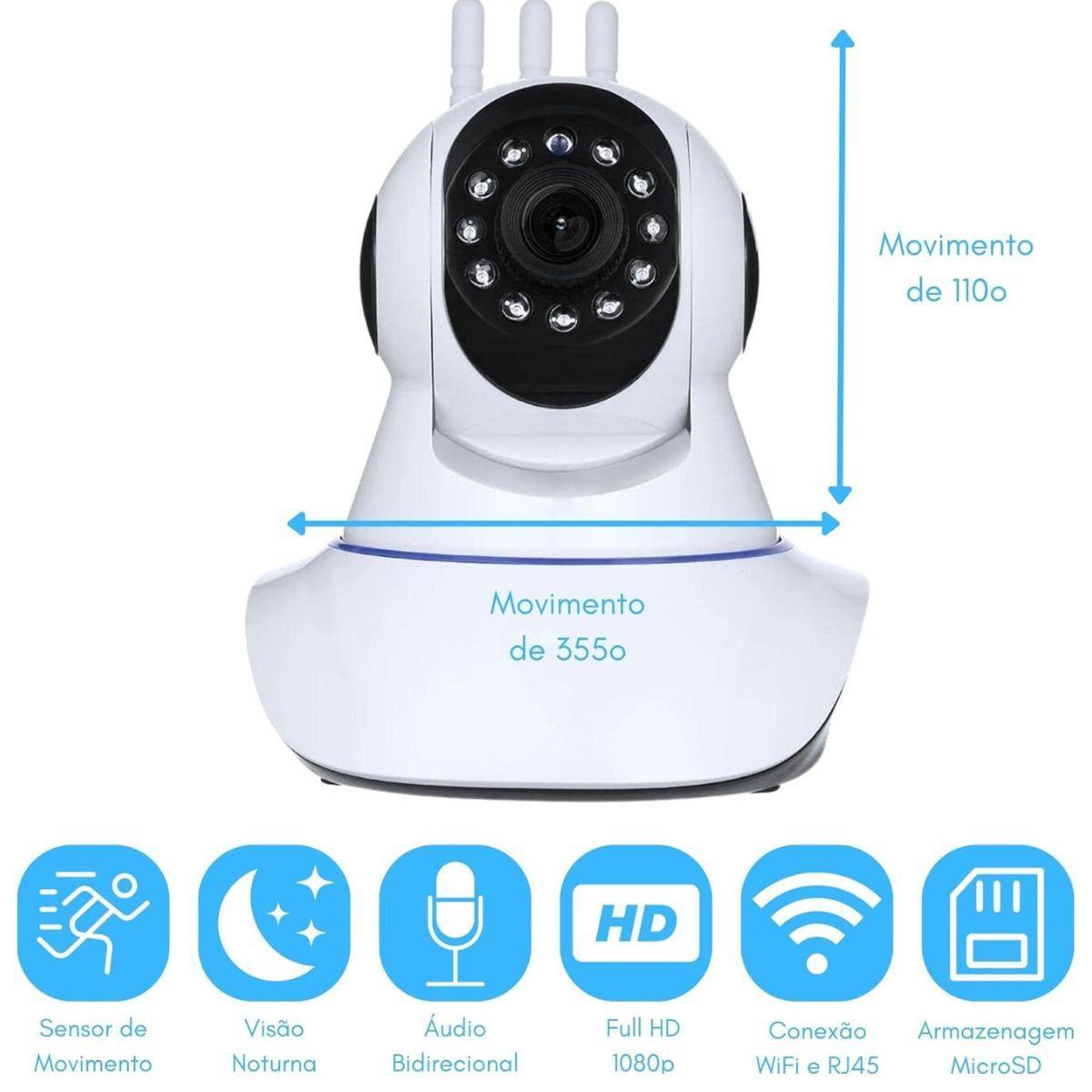 Câmera Segurança 3 Antenas Ip Onvif Wifi Wireless Orbitronic - Carrefour