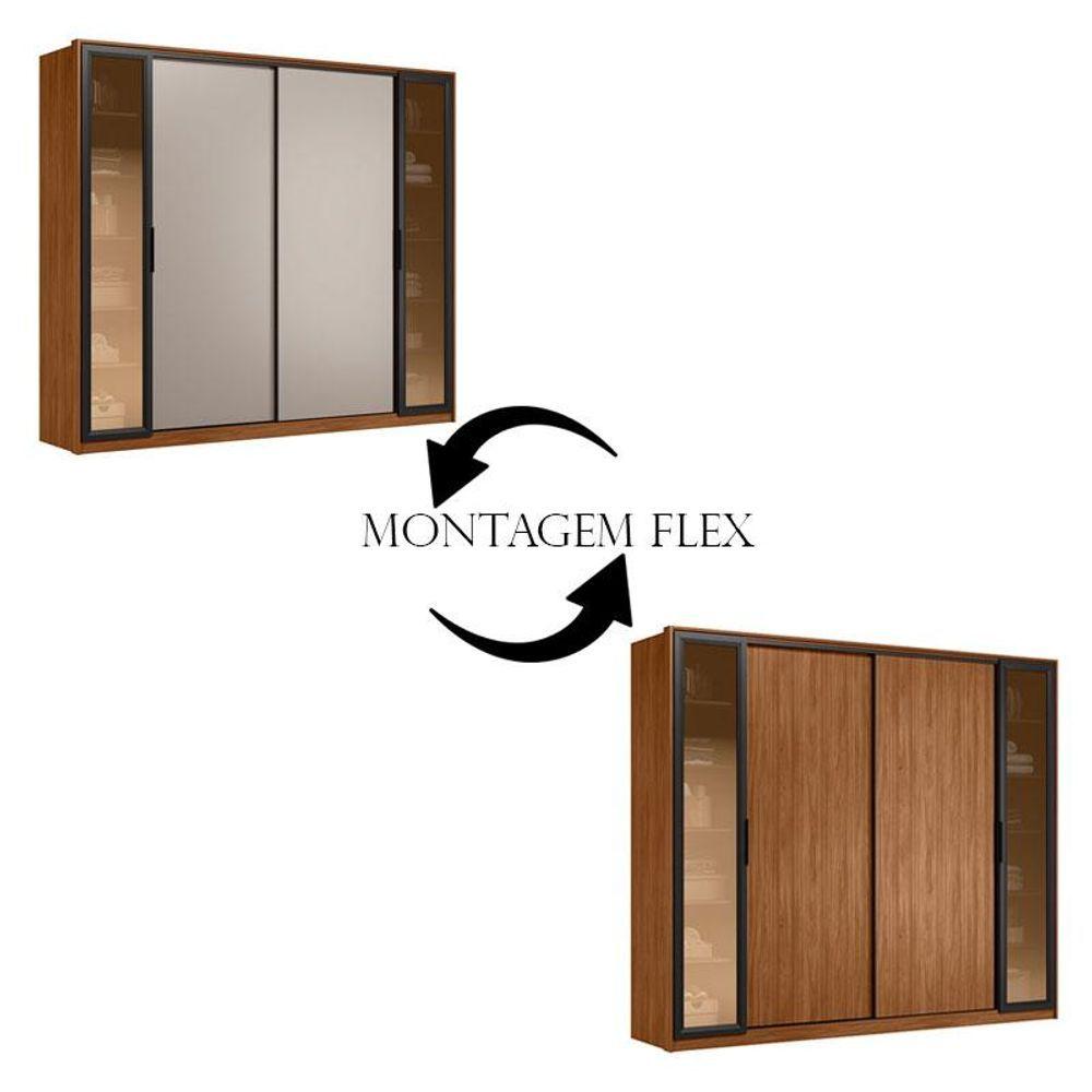 Guarda Roupa Casal Laredo Nogueira Nude Prime Tx Flex Com Vidro ...