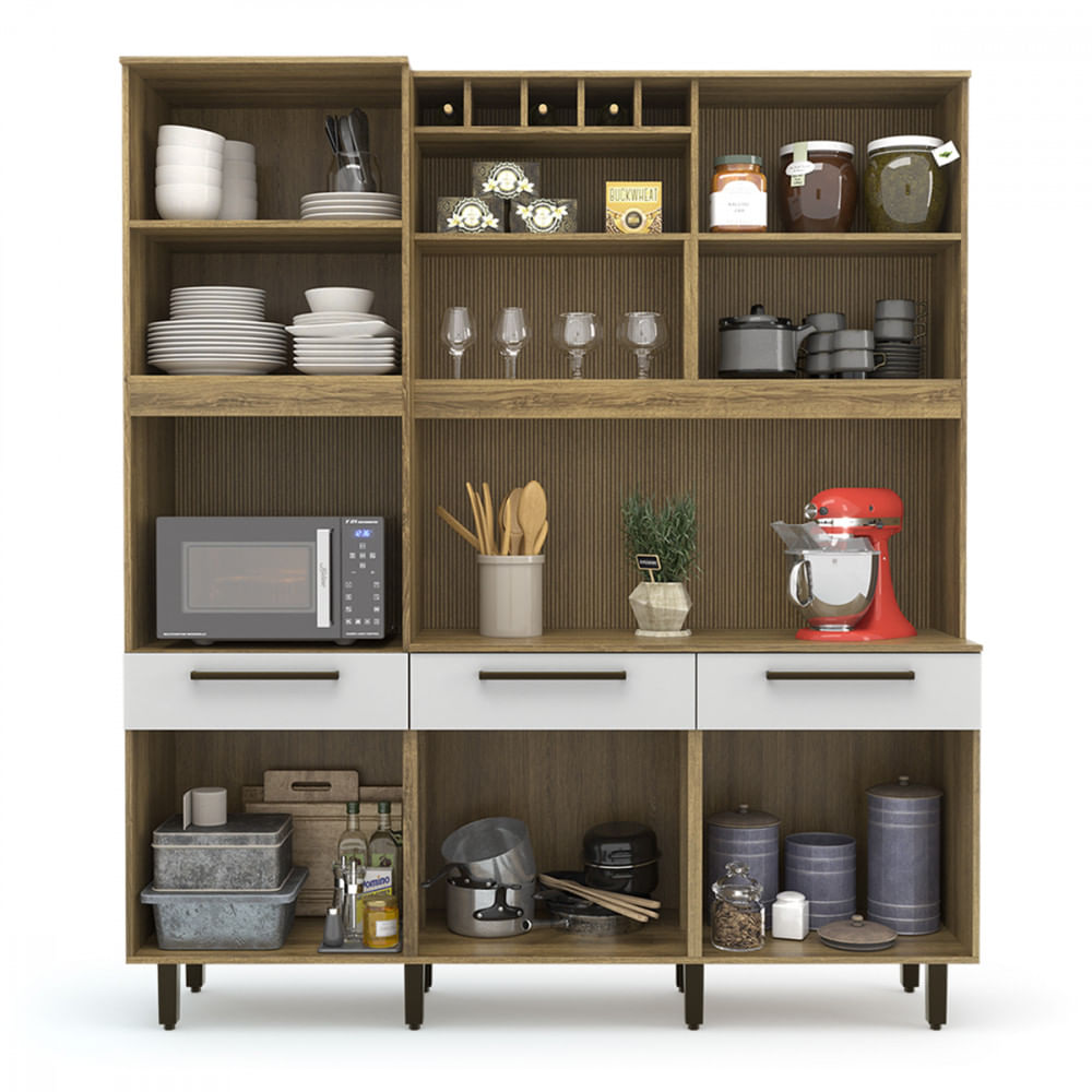 Cozinha Veneza 6 Portas 3 Gavetas Cinamomo Com Off White Batrol - Carrefour