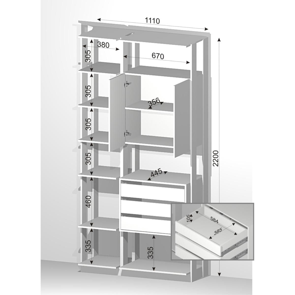 Closet Guarda Roupa 1 Arm. 3 Gav. Linha Clothes - Carrefour