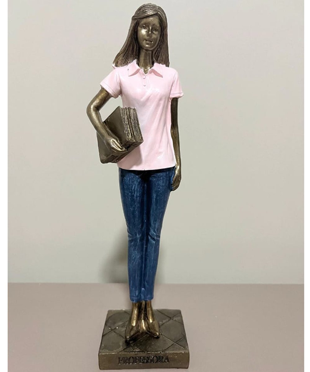 Estatueta Profissão Professora Escultura Enfeite Resina 24cm - Carrefour