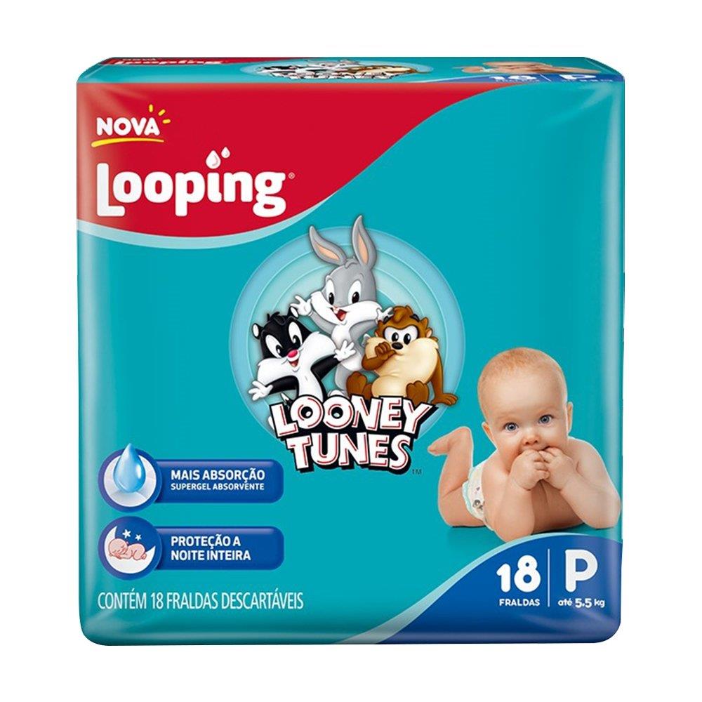 Fralda Descartável Looping Looney Tunes Jumbinho Pequena - 8 Pacotes ...