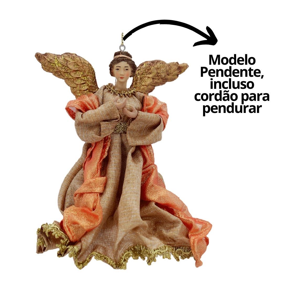 Kit 2 Anjos Natal Plus Dourado e Verde Pendente 25 cm - Carrefour