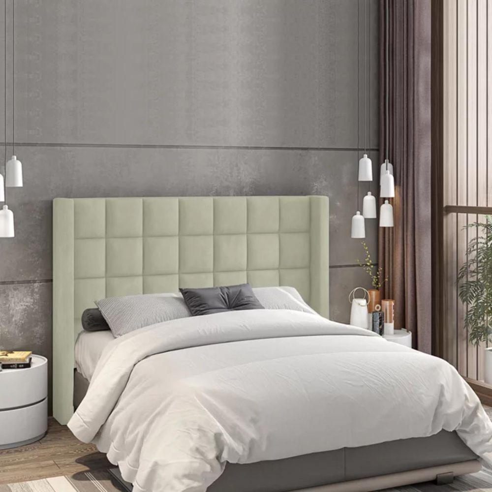 Cabeceira Box Queen Genova - Veludo Cinza - Carrefour