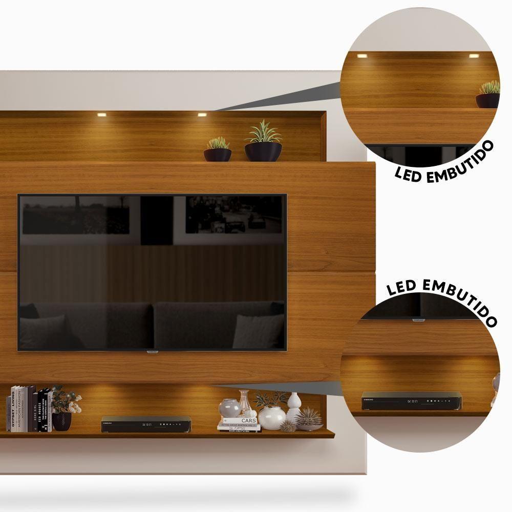 Painel De Tv Até 75 Polegadas Com Led Carvalho Off White Milão Luapa ...