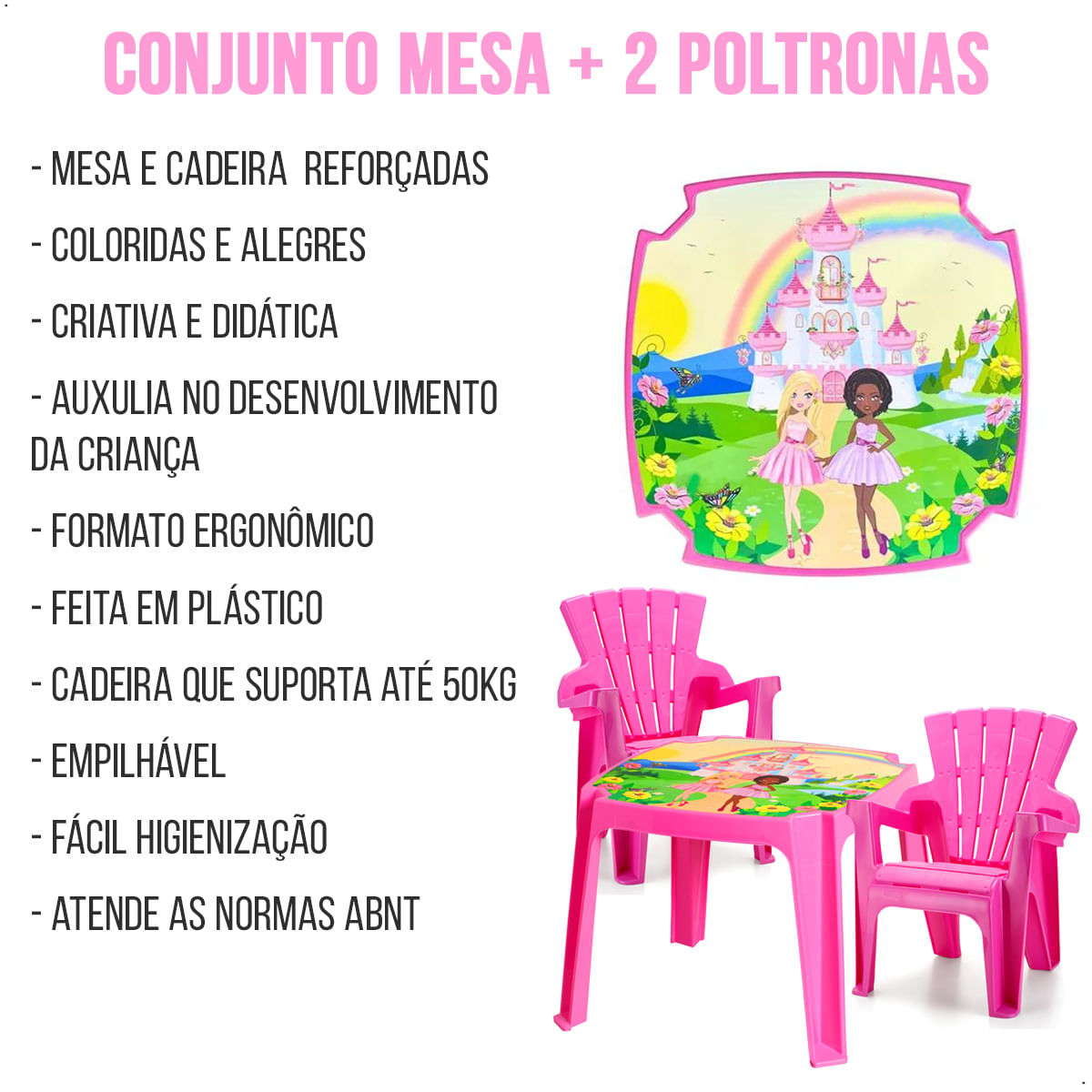 Conjunto Mesa E 2 Poltronas Desenhos Infantil Princesa - Carrefour