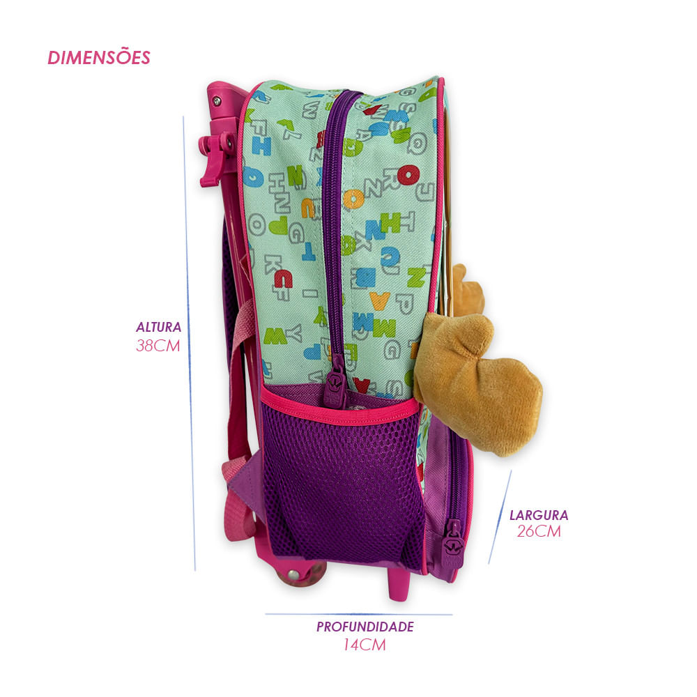 Mochila Infantil Escolar Rena Rodinha Rosa - Carrefour