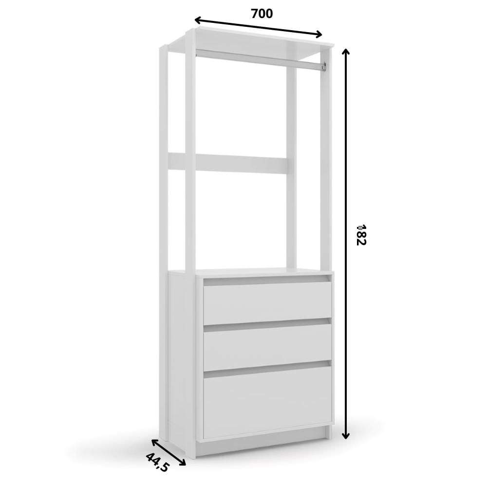 Closet Modulado Com Gavetas E Cabideiro Verona Branco Shop Jm - Carrefour