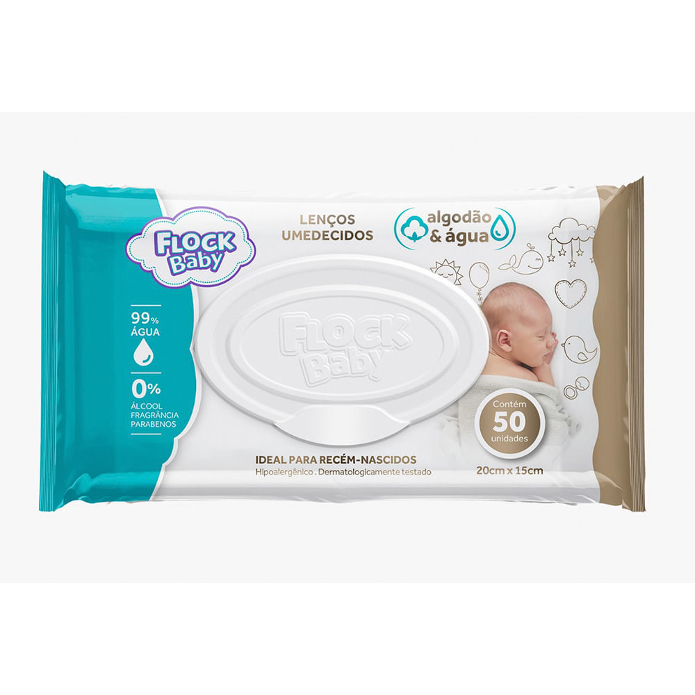 Lenço Umedecido Flock Baby Algodão E Água 50 Unidades - Carrefour