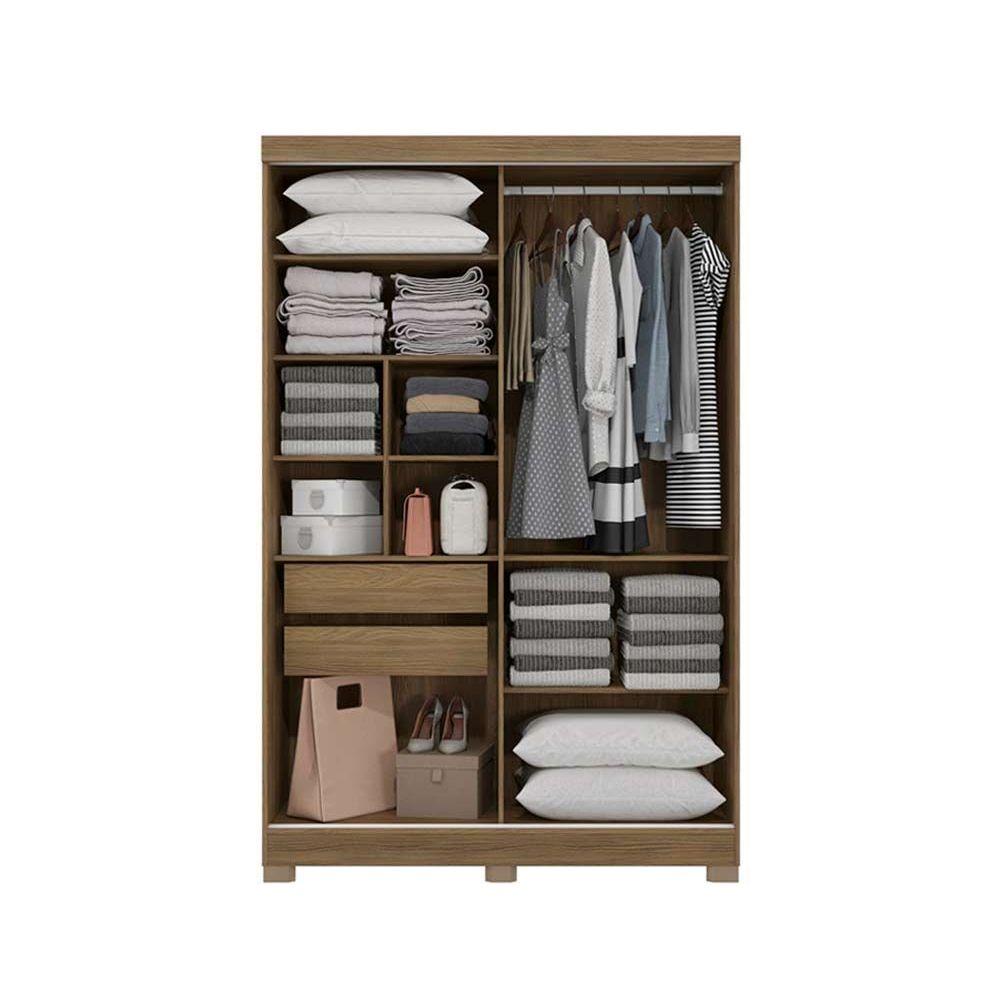 Guarda Roupa 2 Portas De Correr E 2 Gavetas C/espelho E Pés N571 Branco - Kappesberg - Carrefour