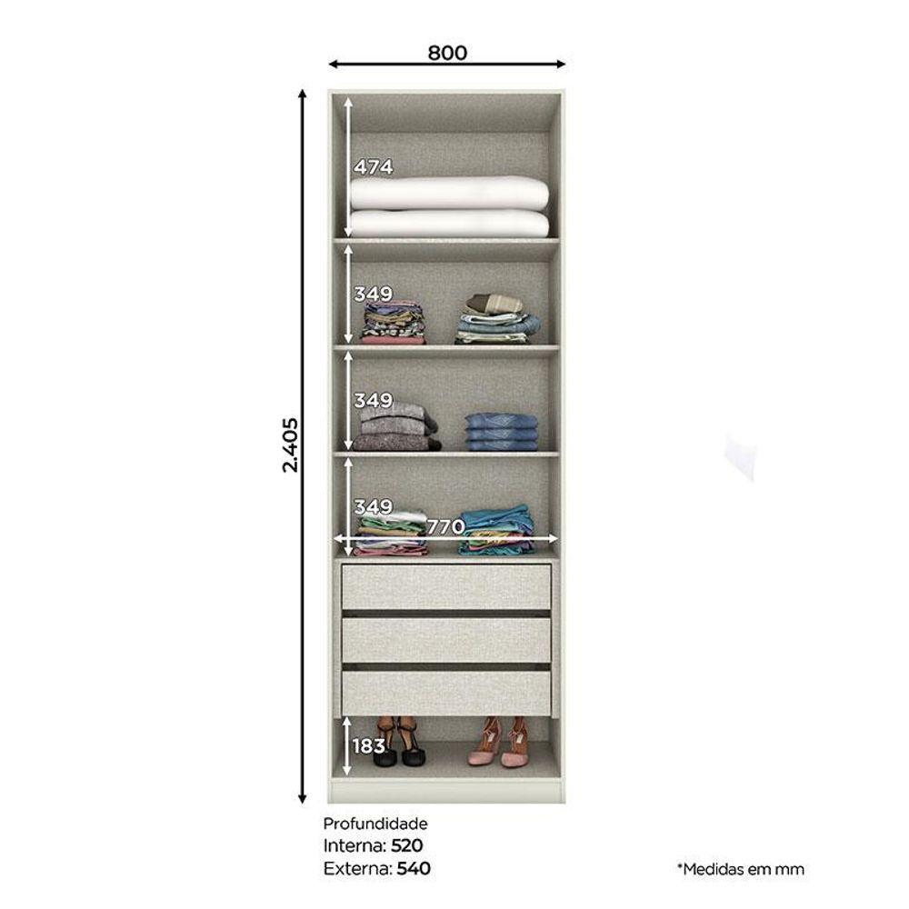 Armário 2 Portas Com Espelhos 3 Gavetas New Predileto Areia - Henn ...