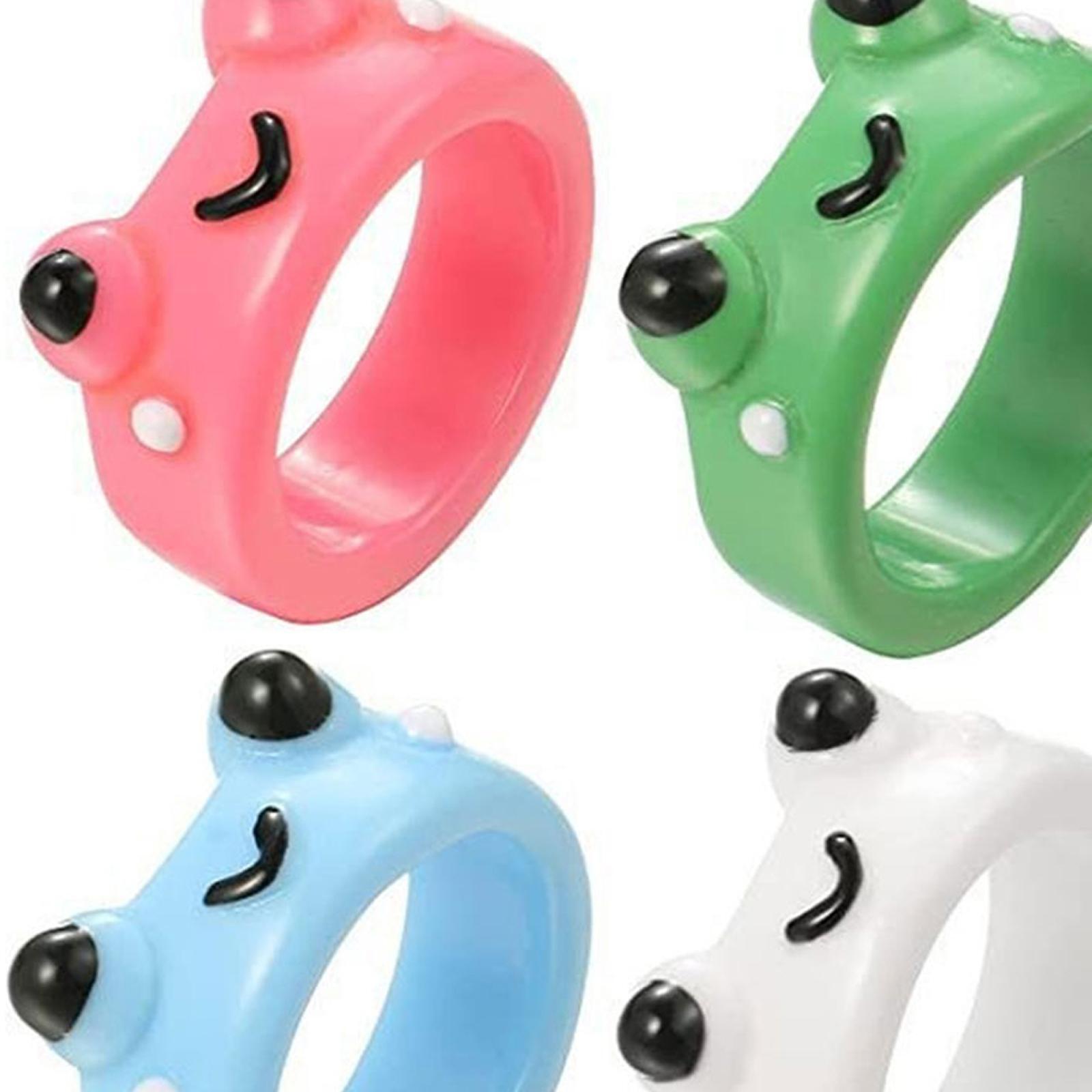 Conjunto De Anéis De Sapo Funny Colorful Stacking Cartoon Trendy ...