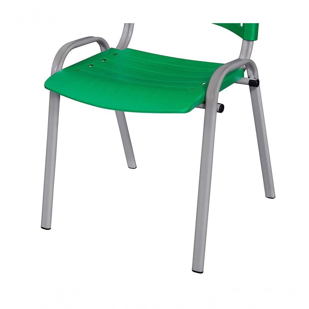 Kit 6 Cadeiras Iso Fixa Plástico Empilhável Tubo Oblongo Cor Verde-iso ...