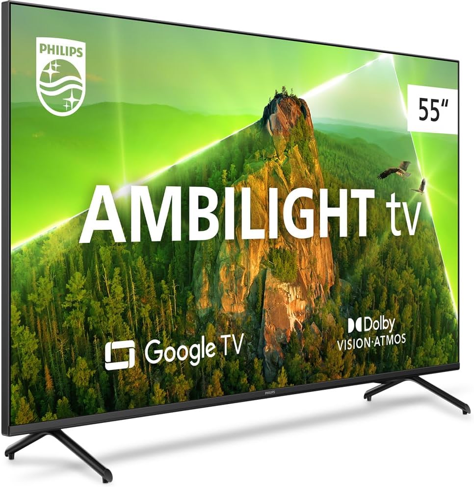 Smart TV Philips Ambilight 55" 4K 55PUG7908/78, Google TV, Comando de ...