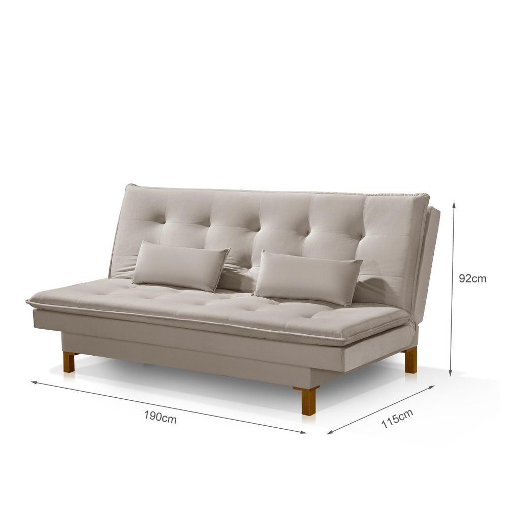 Sofá Cama Bangkok Costura Capitonê Sofisticado Em Madeira Cor Bege - Carrefour