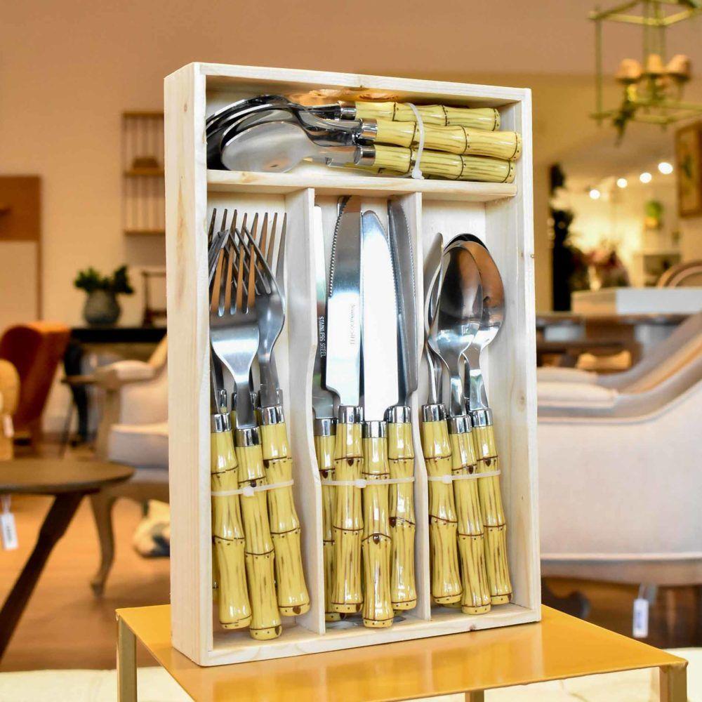 Faqueiro Bambu 24 Peças Aço Inox Wollf - Carrefour