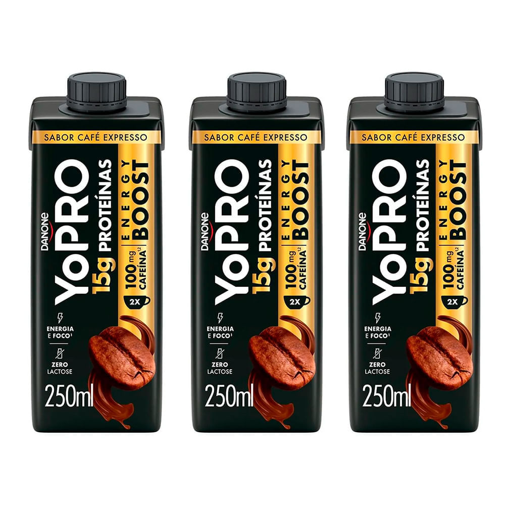 Kit 3 Energy Boost Uht Yopro 15g De Proteínas De Café Expresso 250ml ...