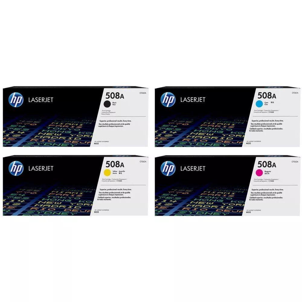 Kit Hp 4 Cartuchos De Toner Original 508a Laserjet Cf360a Cf361a Cf362a ...
