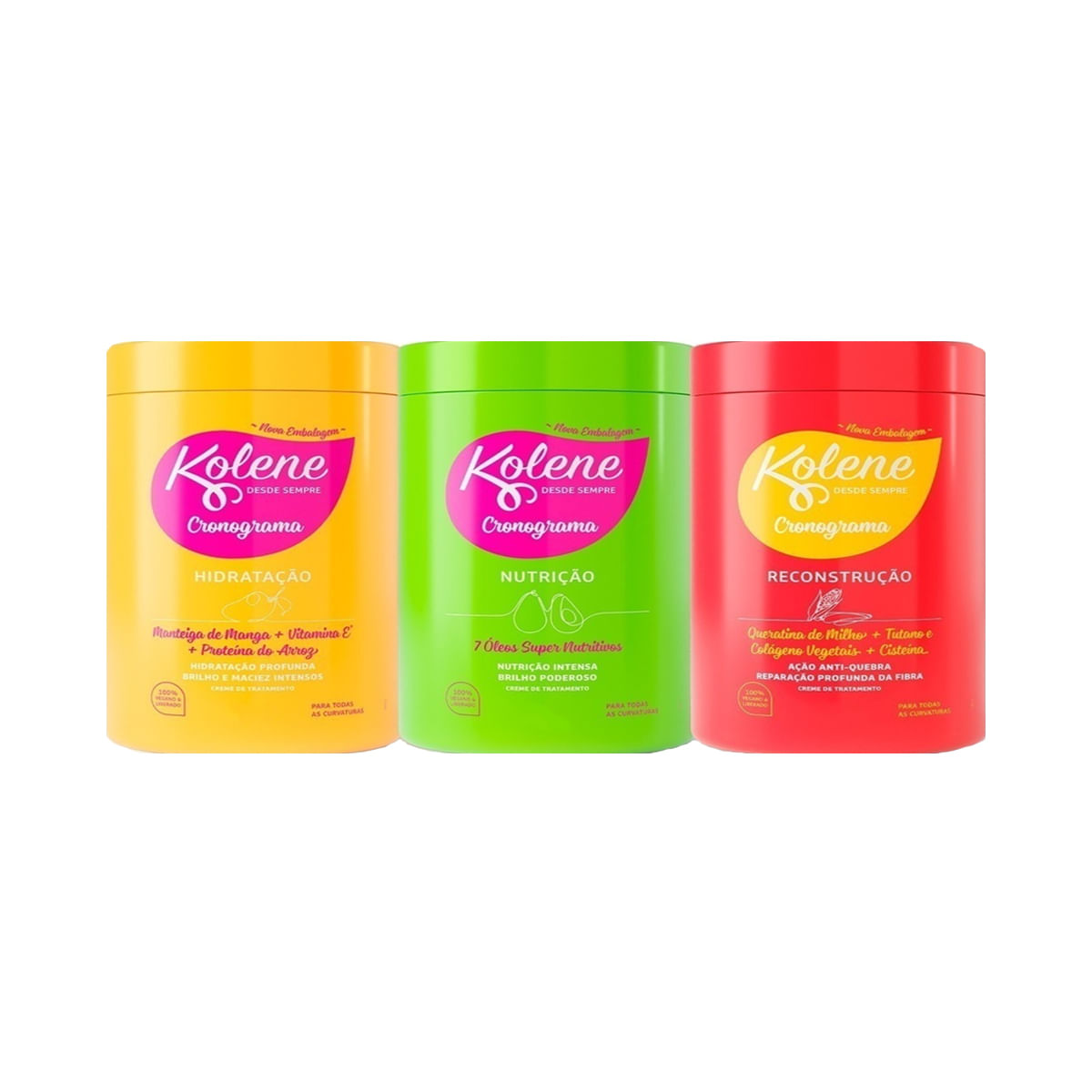 Kit Cronograma Capilar Kolene Hidratação Nutrição E Reconstrução 500g ...