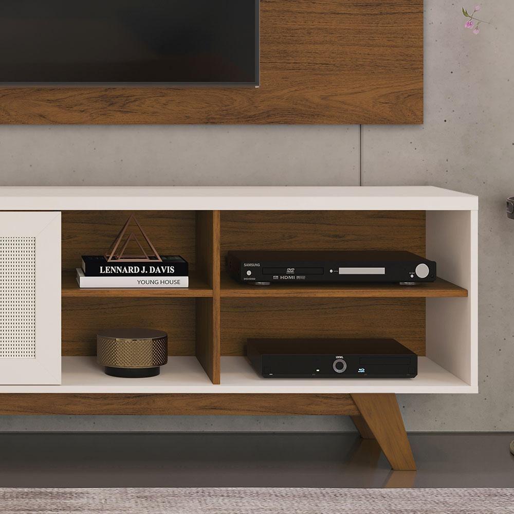 Rack Retro Com Painel 50 Polegadas Freijó Off White Zara E Toni Dj Móveis - Carrefour