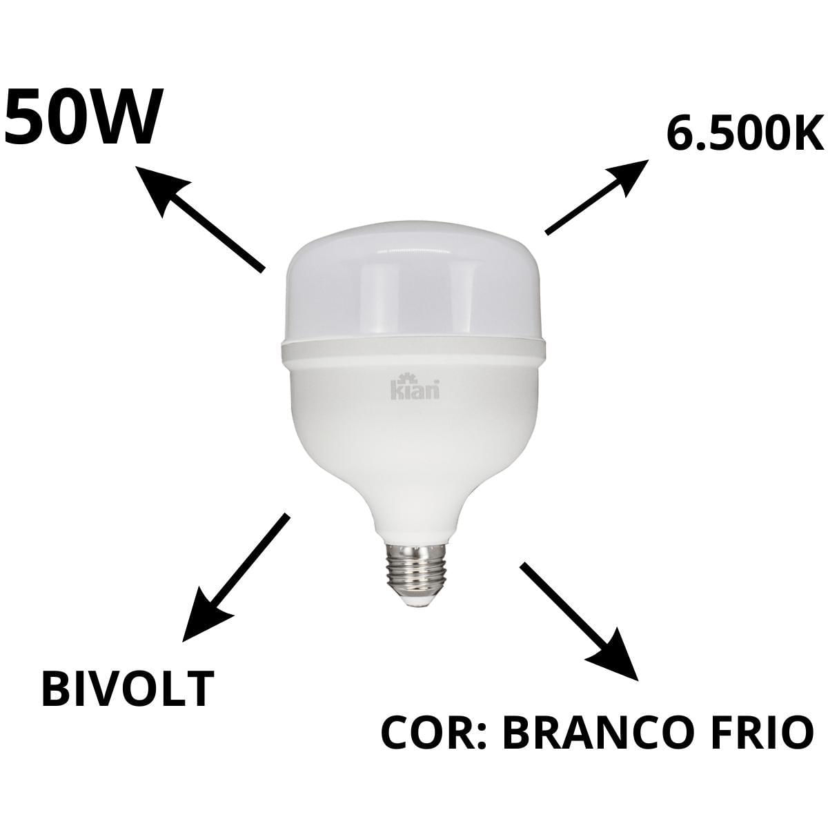Kit 4 Lâmpada Led Bulbo 50w 4.000lm 6500k Branco Frio E27 - Carrefour