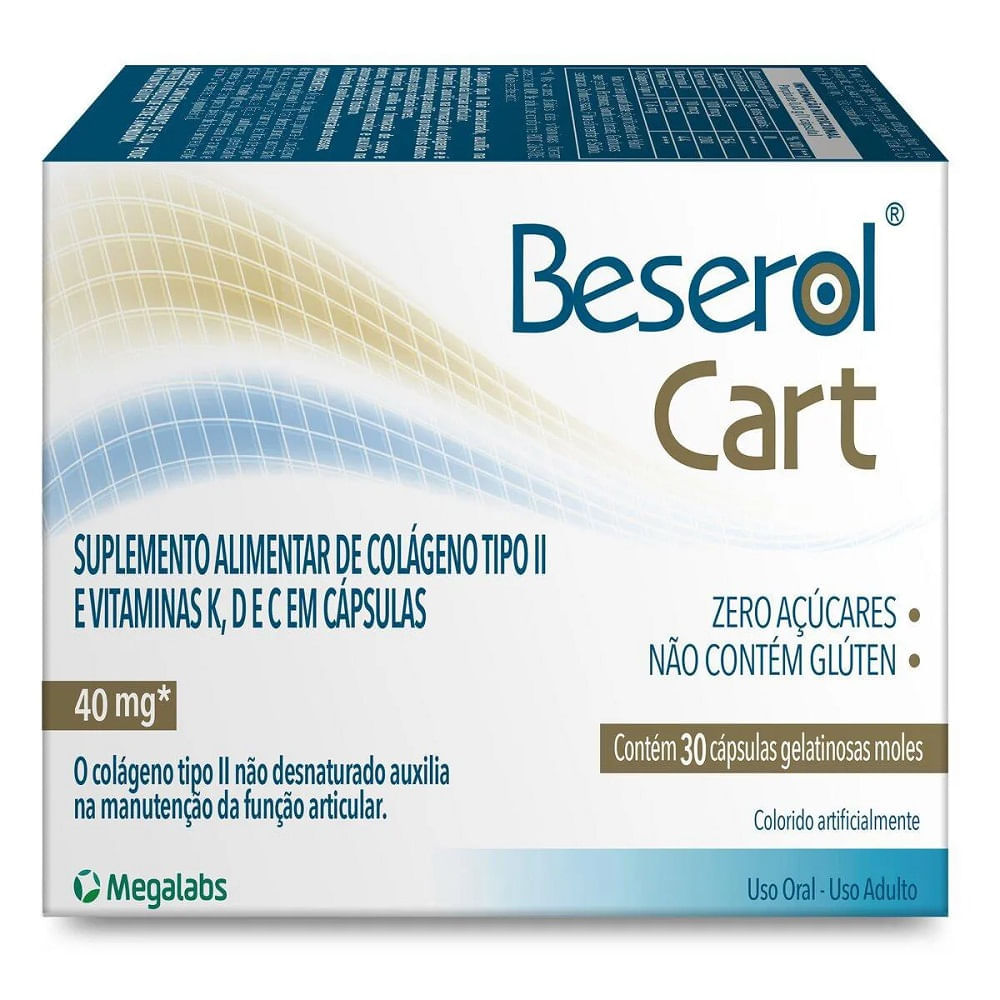 Colágeno Beserol Não Hidrolisado Tipo Ii Cart - 30 Cápsulas Gel - Carrefour