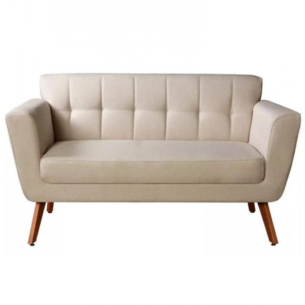 Sofá Decorativo Bruna Moderna Namoradeira Pés Madeira Bege - Carrefour
