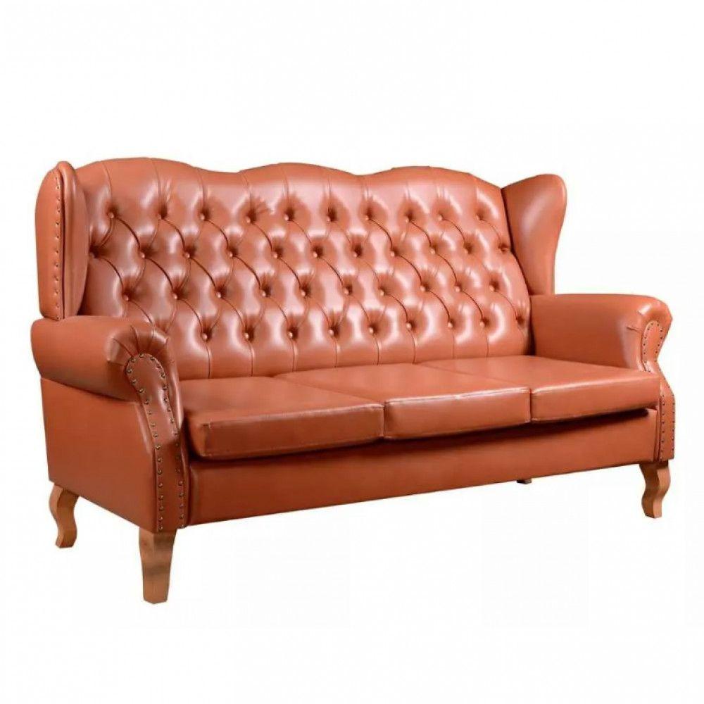 Sofá Imperador Chesterfield 3 Lugares Capitonê Retrô Vintage Caramelo ...