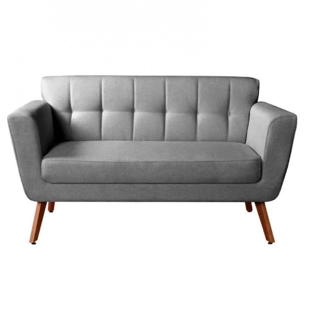 Sofá Decorativo Bruna Moderna Namoradeira Pés Madeira Cinza - Carrefour