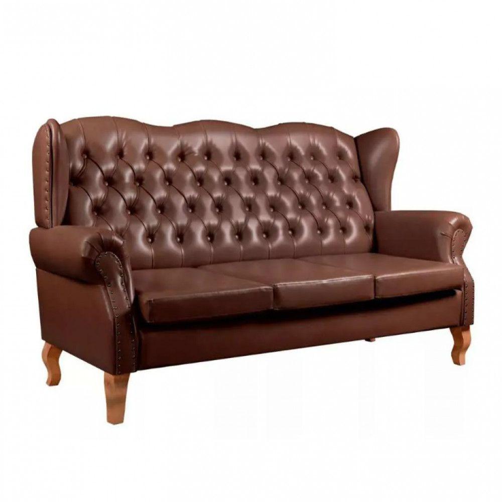 Sofá Imperador Chesterfield 3 Lugares Capitonê Retrô Vintage Café - Carrefour