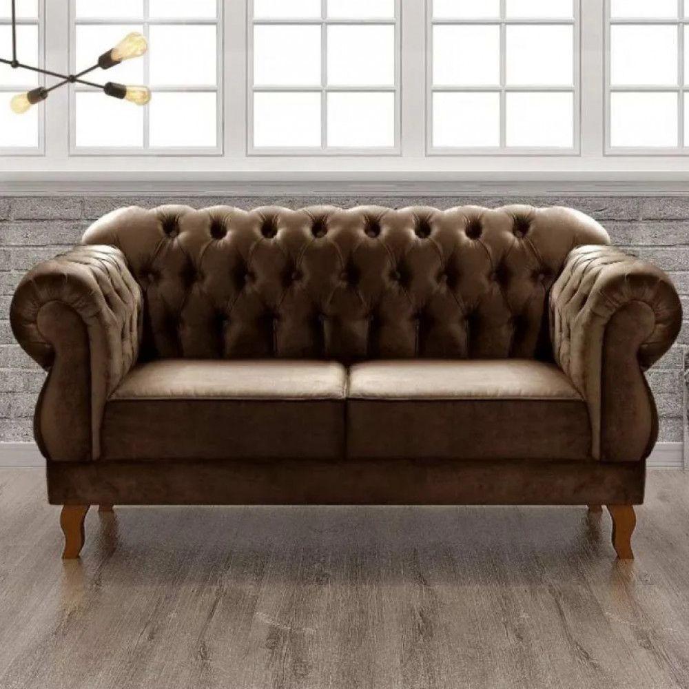 Sofá Namoradeira Duquesa 2 Lugares Chesterfield Imperial Marrom - Carrefour
