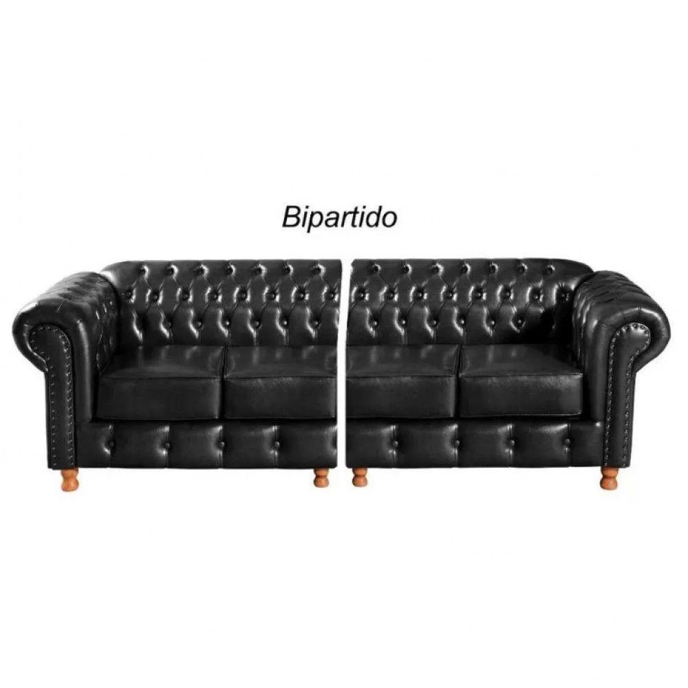 Sofá Luis Xv Chesterfield Bipartido Retrô Courissimo Preto - Carrefour
