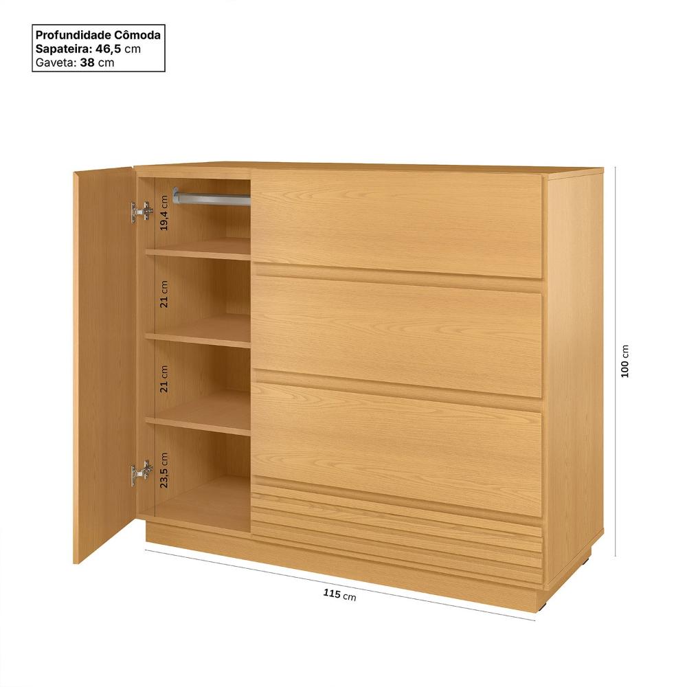 Cômoda Sapateira 1 Porta 4 Gavetas Samambaia Cabecasa Madeiramadeira ...