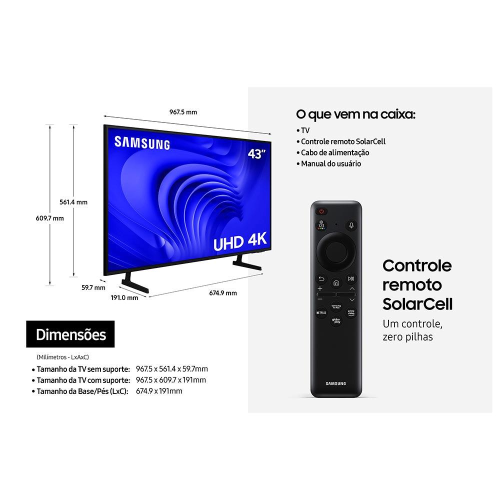 Samsung Smart TV 43" Polegadas UHD 4K 43DU7700 2024 - UN43DU7700GXZD ...