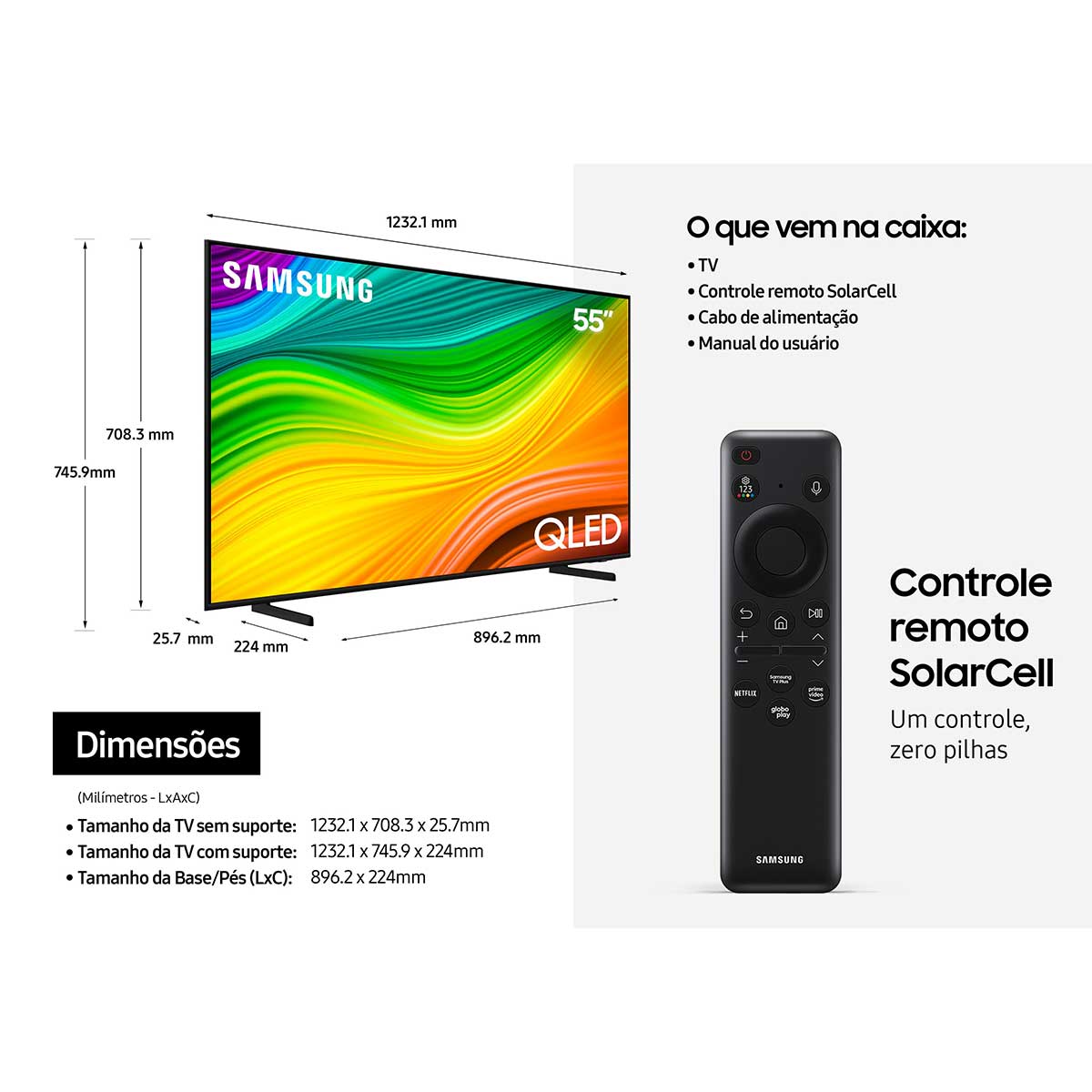 Smart TV 55" QLED Samsung 4K 55Q60D 2024 AirSlim Gaming Hub AI Energy ...