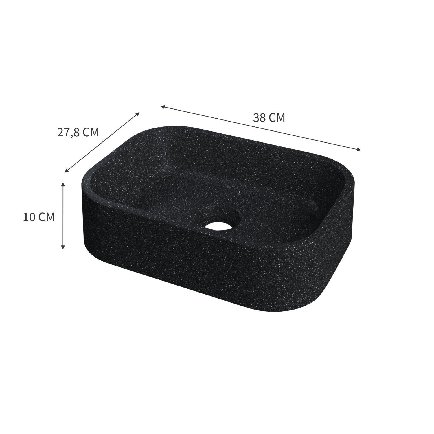 Cuba De Apoio Retangular Br37 37,8x28cm Lapimat Preto Granit Matte ...