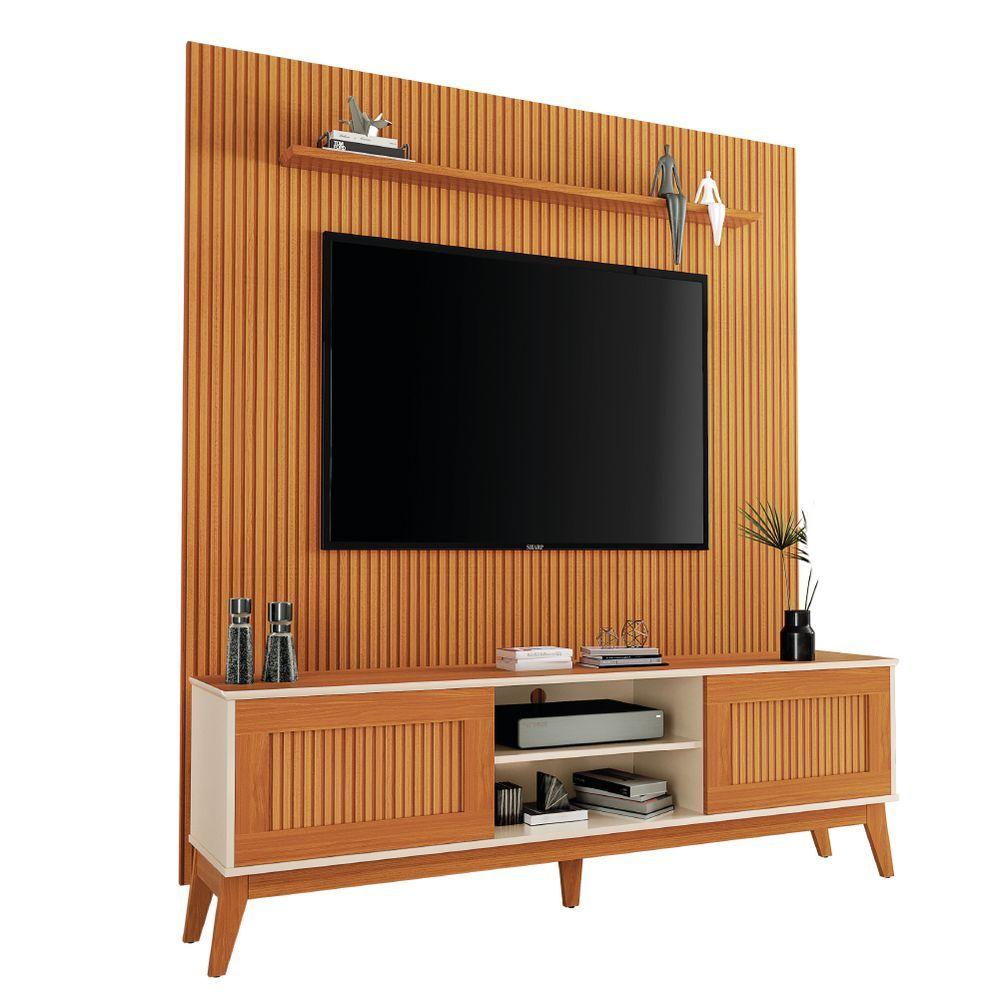 Rack Bancada King Com Painel Para Tv Até 75 Polegadas Egeo Cedro/off ...