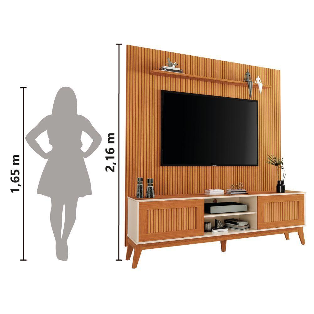 Rack Bancada King Com Painel Para Tv Até 75 Polegadas Egeo Cedro/off ...