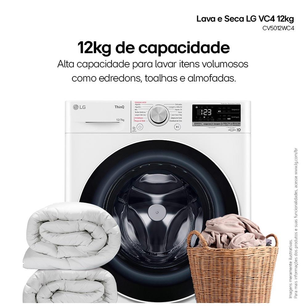 Lava E Seca 12kg Lg Smart Branca Com 12 Programas De Lavagem - Cv5012wc4 - Carrefour