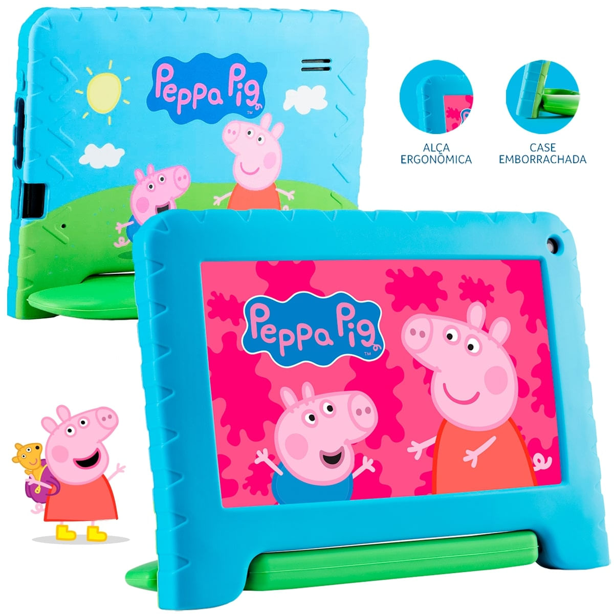 Tablet Infantil Multilaser Peppa Pig Nb420 Azul Verde Para Criança 64gb ...