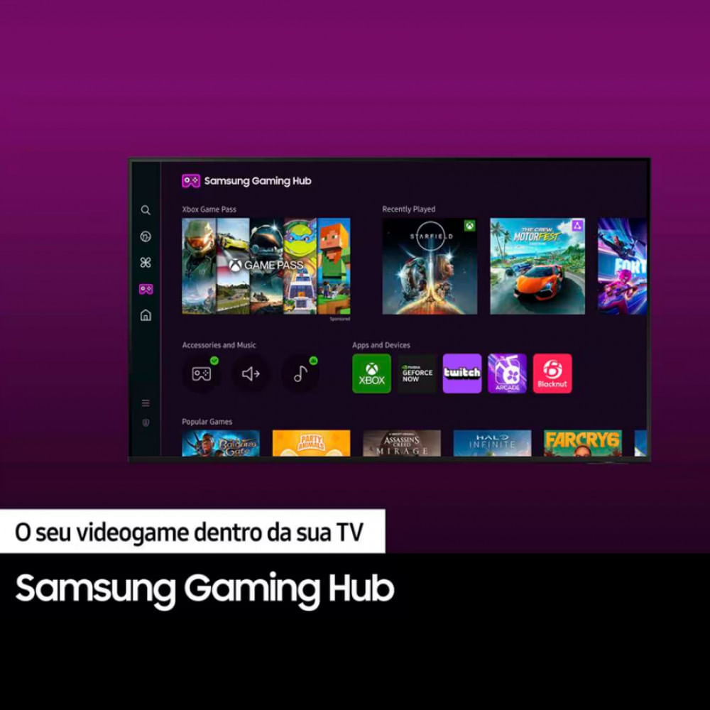 Smart TV 55" 4K Samsung 55DU7700 LED, Processador Crystal 4K, Gaming ...