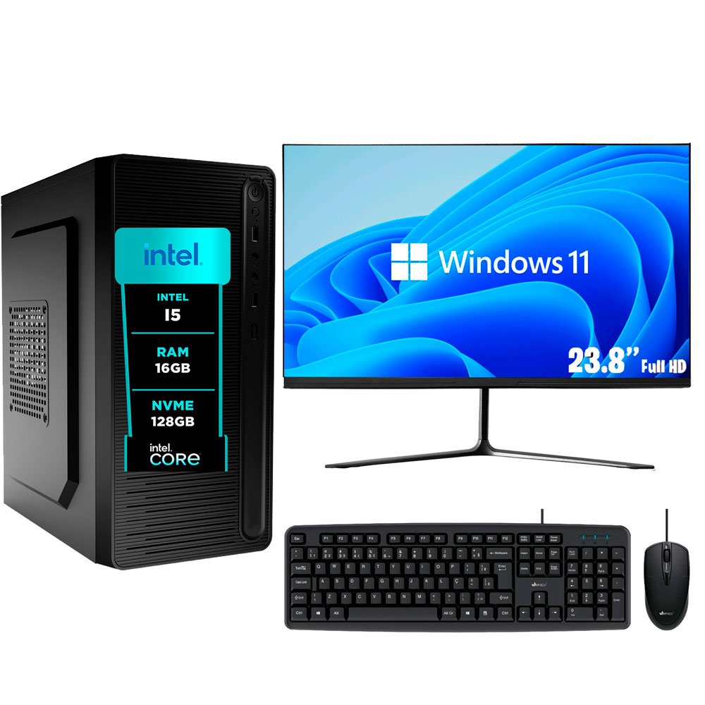 Computador Pc Completo Intel Core I5, 16gb, Windows 11 Pro, Monitor 23 Polegadas, Ssd E.facini ...