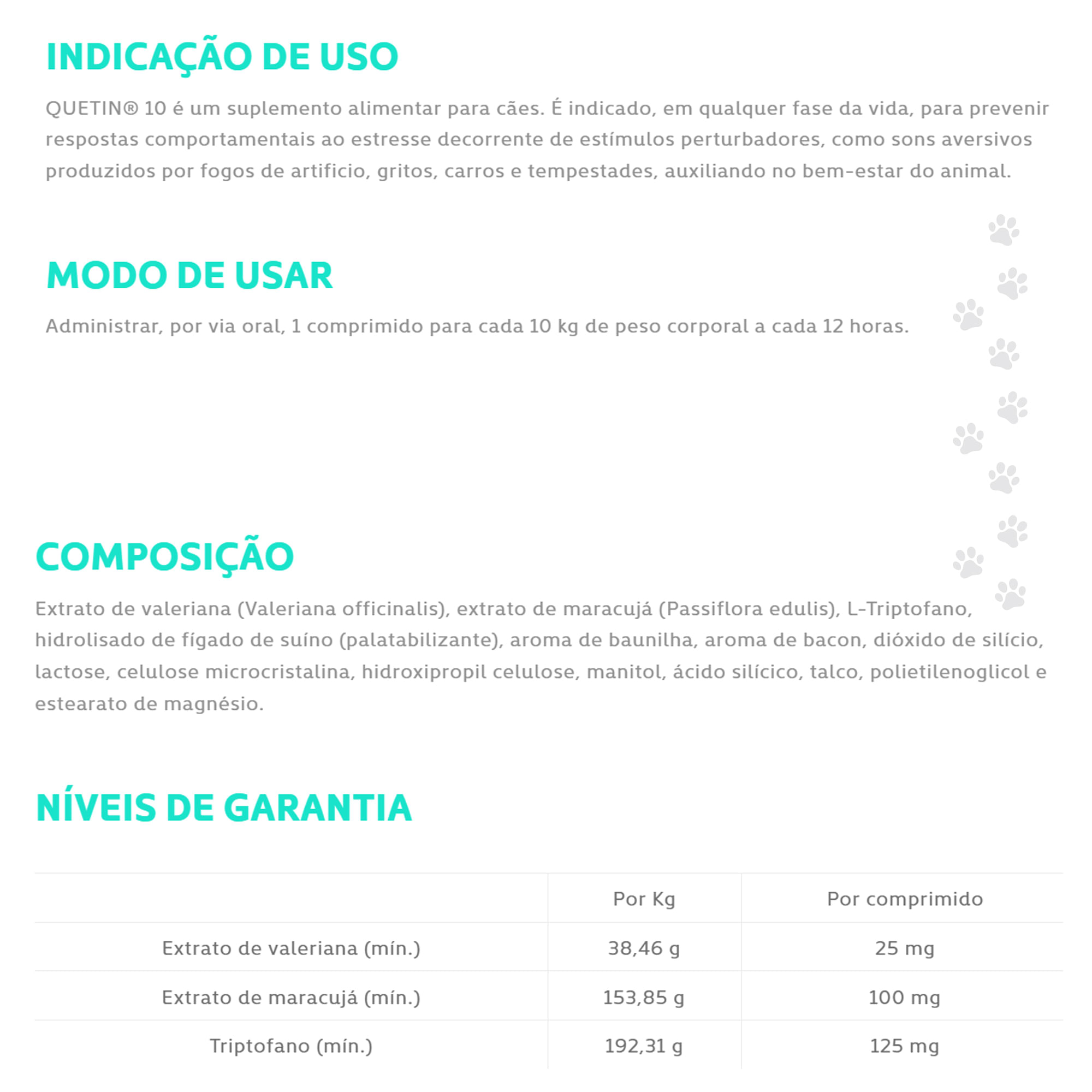 Suplemento Alimentar Quetin 10 Para Caes Com 60 Comprimidos Avert ...
