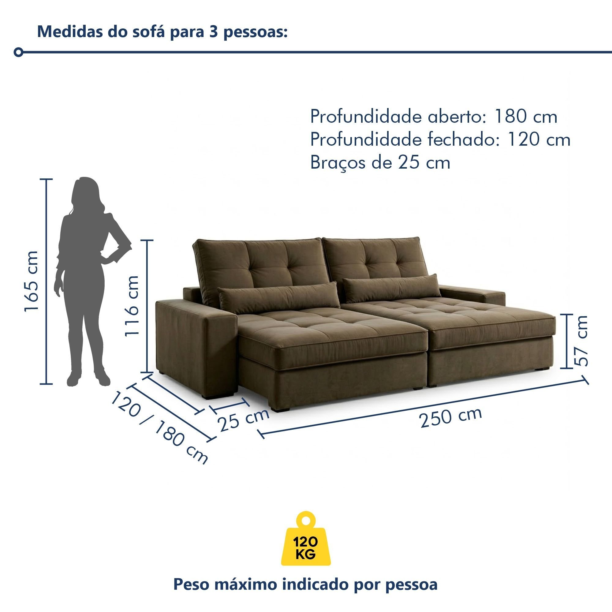 Sofá Retrátil E Reclinável 250cm Enzo Plus Marrom - Carrefour